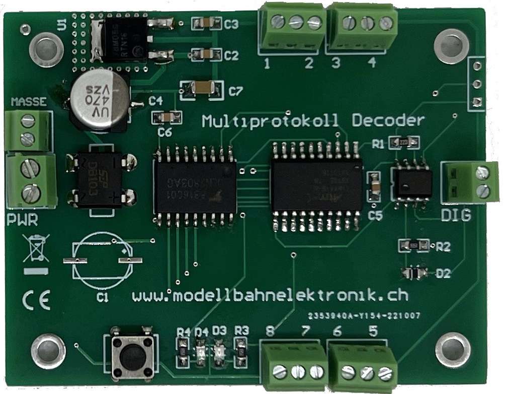 Achtfach DCC Schaltdecoder mit Masseanschluss | Schalten | Digital | Modellbahnelektronik